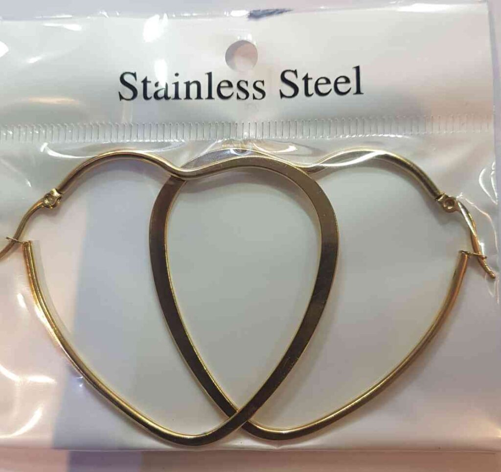 Cod.JYM-861_6 Aros de acero dorado CORAZON GRANDE 50cm – Bijouterie ...