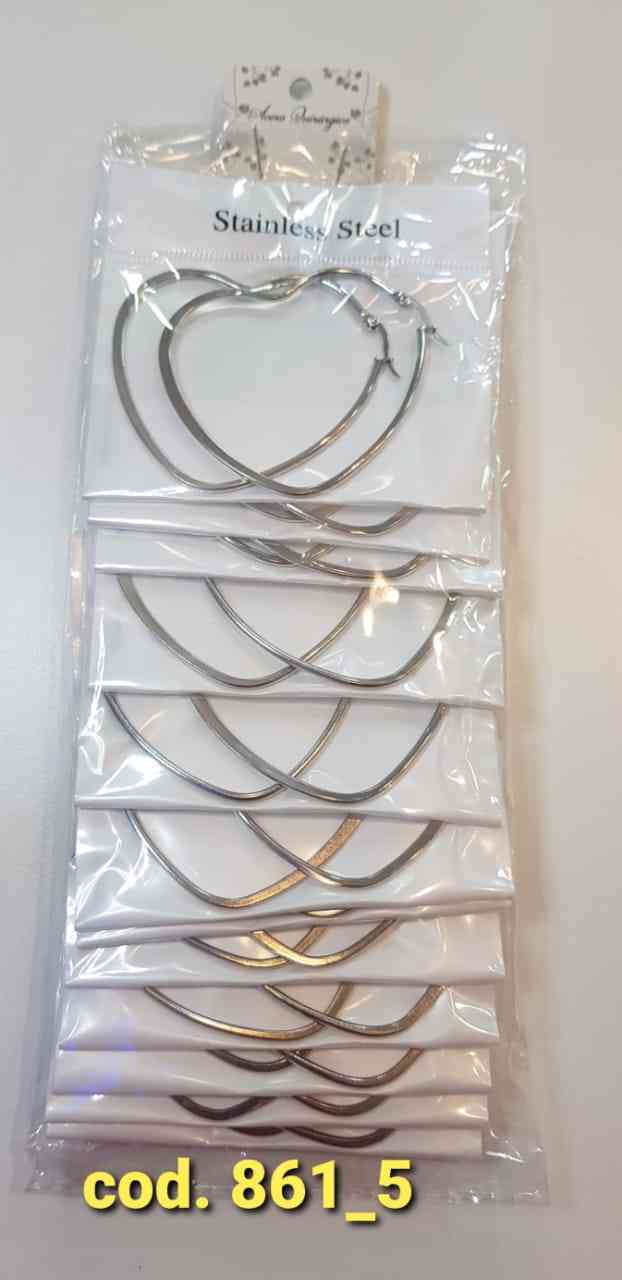 COD.JYM-861_5 AROS DE ACERO CORAZON GRANDES – Bijouterie Amor Mio